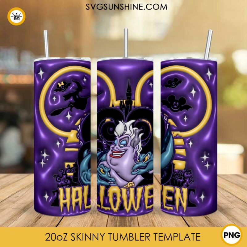 Ursula Halloween 3D Puff 20oz Tumbler Wrap PNG, Disney Witch Tumbler ...