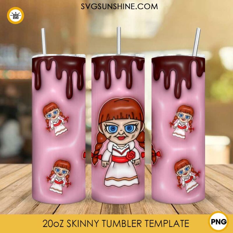 Annabelle Chibi 3D Puff 20oz Tumbler Wrap PNG, Horror Doll Halloween ...