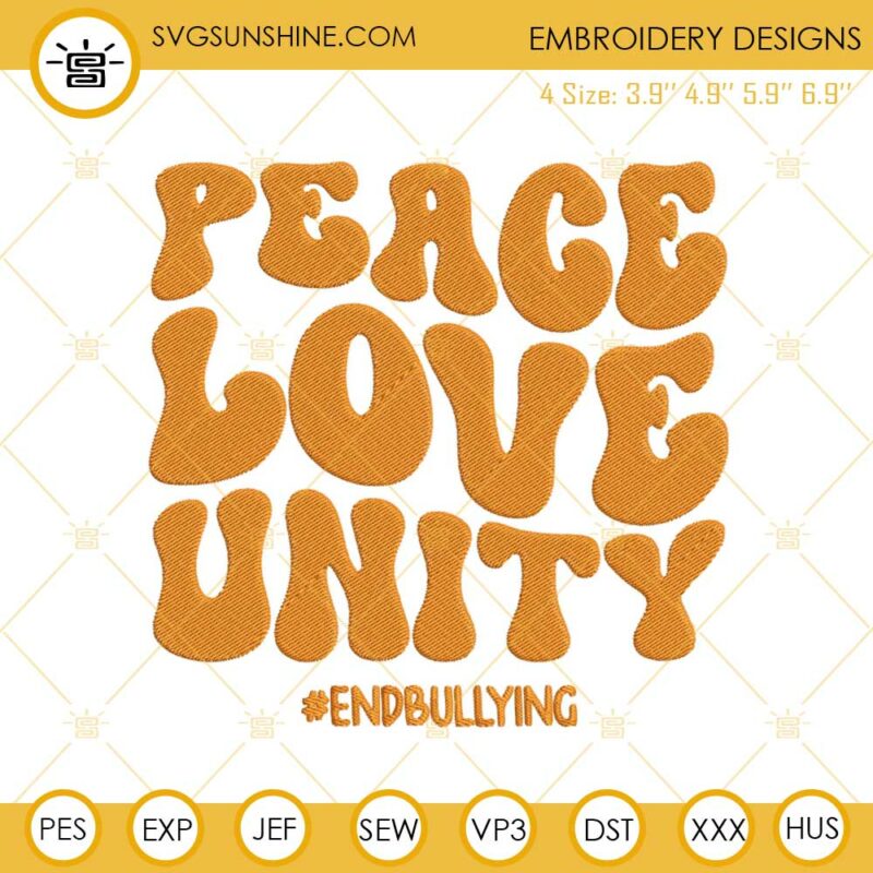 Peace Love Unity Embroidery Design Files