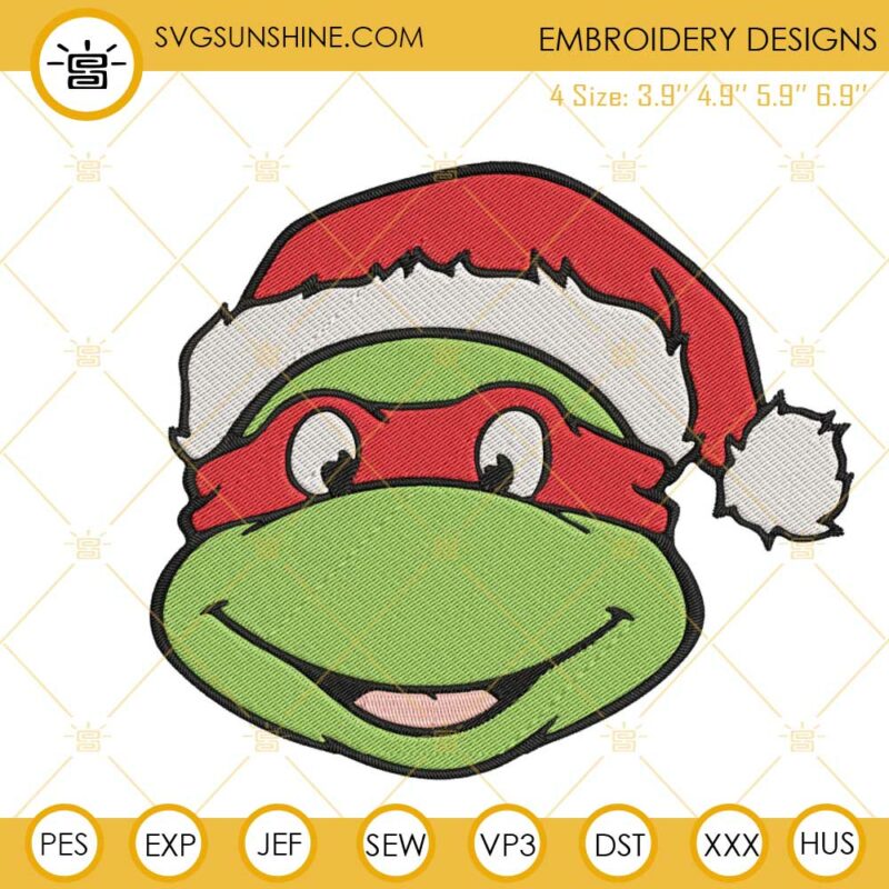Raphael Ninja Turtle Santa Hat Embroidery Designs, TMNT Christmas ...