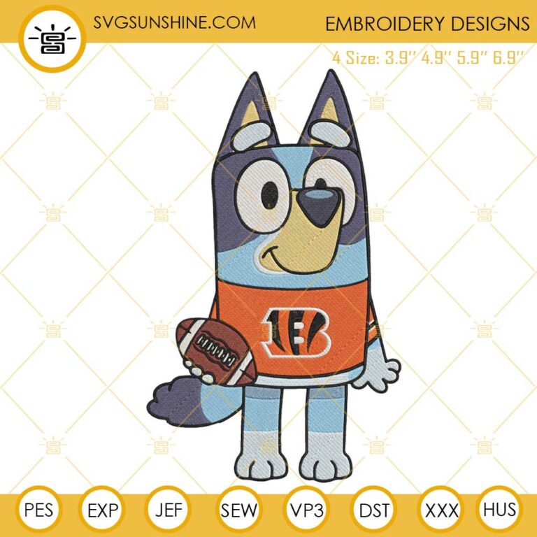 Bluey Cincinnati Bengals Embroidery Designs, Bluey Bengals Football ...