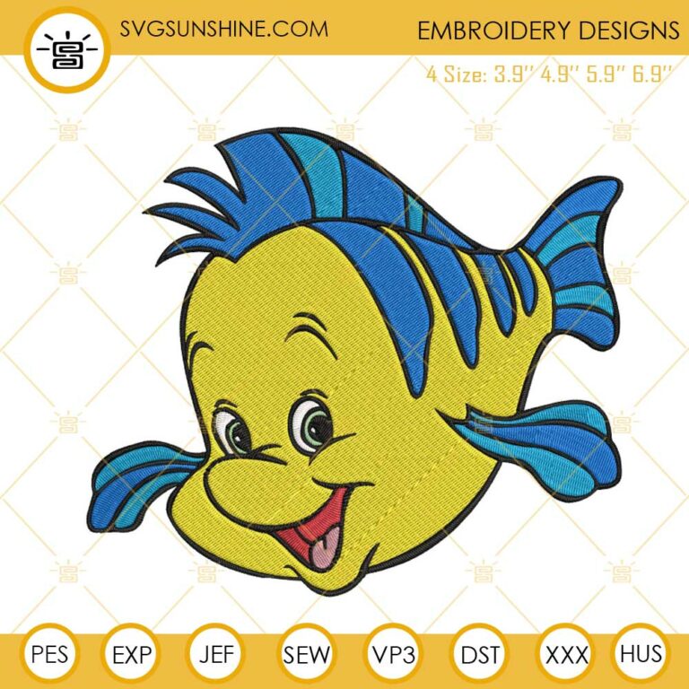 Flounder Ariel Embroidery Designs, Little Mermaid Fish Machine ...
