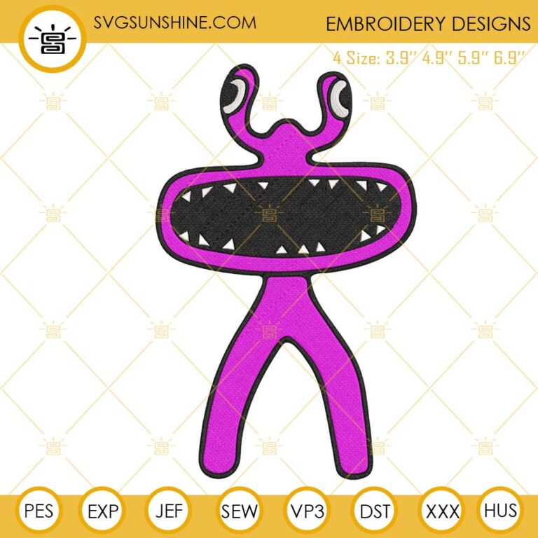 Rainbow Friends Pink Machine Embroidery Designs, Game Character ...