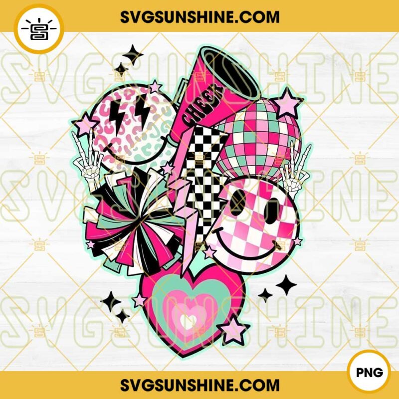 Retro Cheer PNG File, Cheer Smile Face PNG, Cheerleading PNG, Cheer Mom PNG