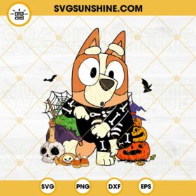 Chilli Heeler Skeleton Pumpkin SVG, Chilli And Bandit Bluey SVG PNG DXF ...