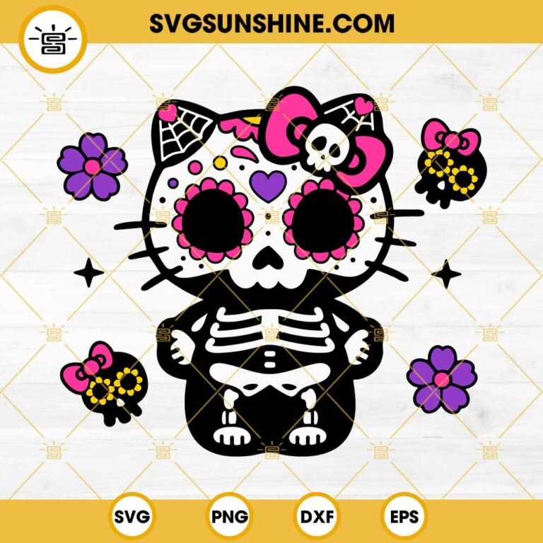 Day Of The Dead Hello Kitty SVG, Kitty Dia De Los Muertos SVG PNG DXF ...