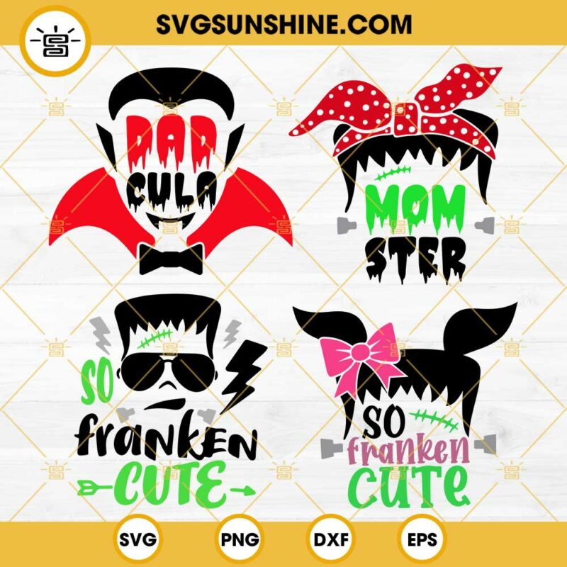 Frankenstein Family Halloween SVG, Dracula Dad SVG PNG DXF EPS Cut Files