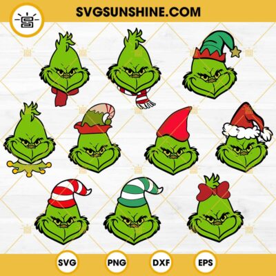 Grinch Face SVG Bundle, Baby Grinch SVG, Grinch Christmas SVG, Grinch SVG