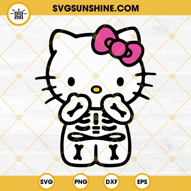 Hello Kitty Skeleton Halloween SVG PNG DXF EPS Cut Files