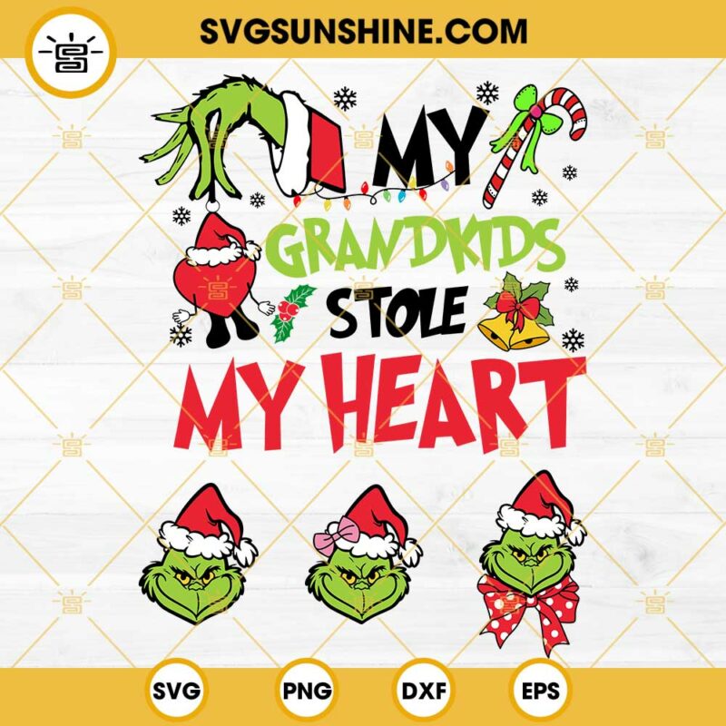 My Grand Kids Stole My Heart Grinch SVG, Grinch Custom Name SVG, Grinch ...