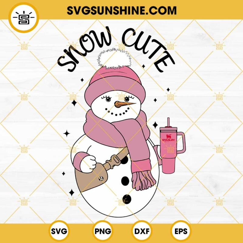Snowman with Stanley Cup and bag SVG, Snow Cute Christmas with Stanley ...