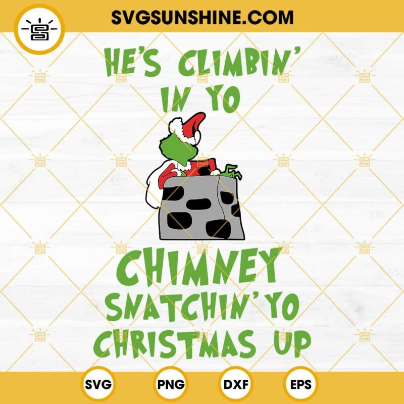 The Grinch Climbing In Chimney SVG PNG DXF EPS Cricut Files