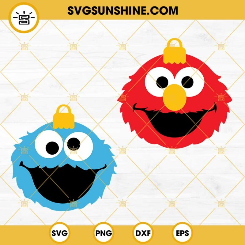 Cookie Monster And Elmo Christmas Ornament SVG, Sesame Street Christmas ...