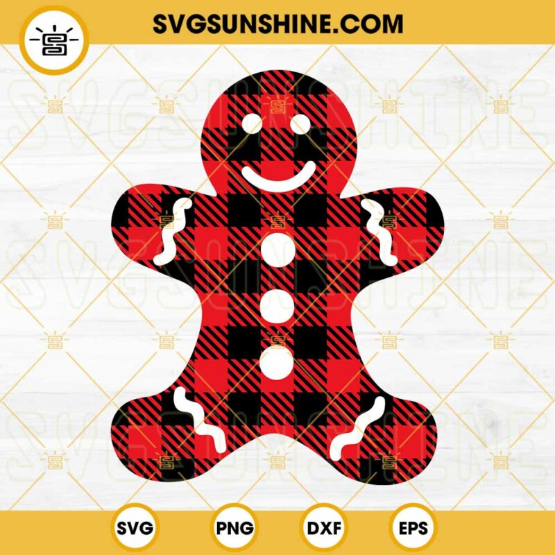 Buffalo Plaid Gingerbread Man SVG, Ginger Man Christmas SVG PNG EPS DXF