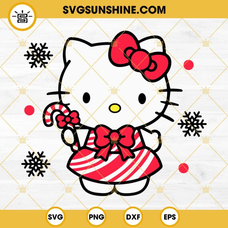 Hello Kitty Candy Cane Christmas SVG PNG DXF EPS Cricut