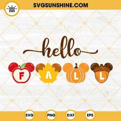 Mouse Ears Hello Fall SVG, Disney Fall SVG, Disney Thanksgiving SVG