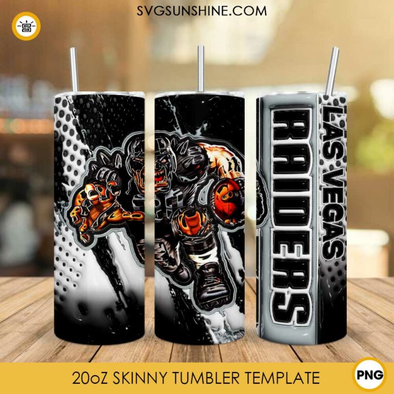 3D Mascot Las Vegas Raiders Football 20oz Tumbler Wrap PNG File