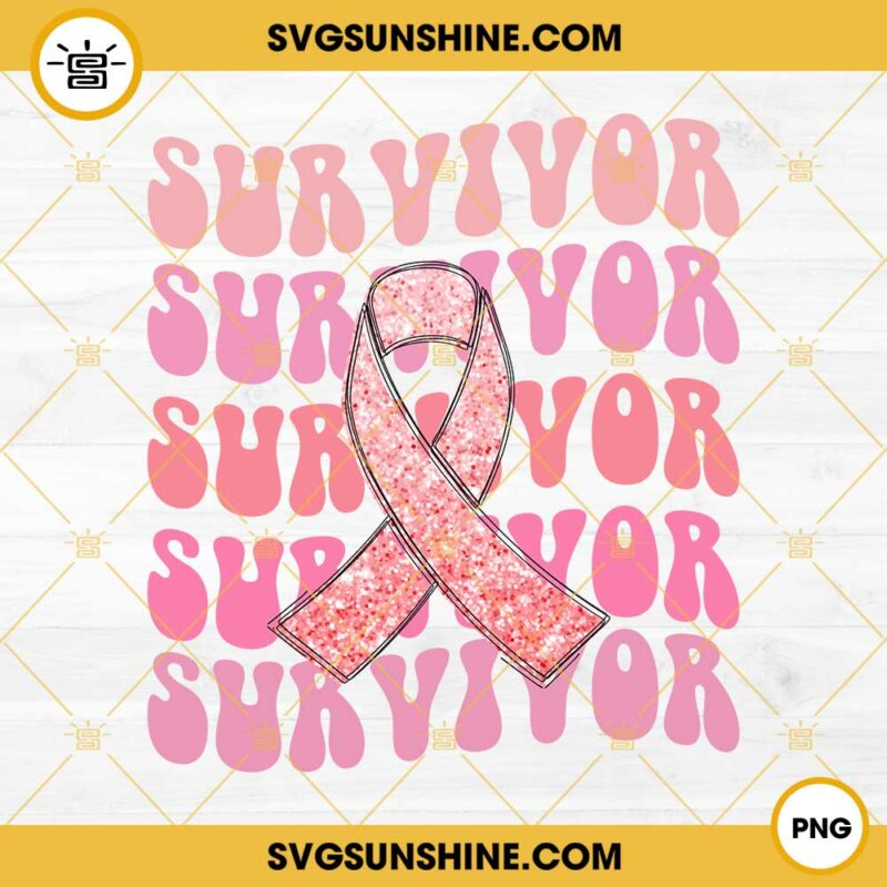 Survivor Pink Glitter Ribbon PNG, Survivor breast cancer ribbon PNG ...