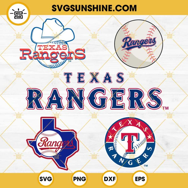 Texas Rangers Designs Bundle SVG, Rangers MLB Logo SVG EPS PNG DXF