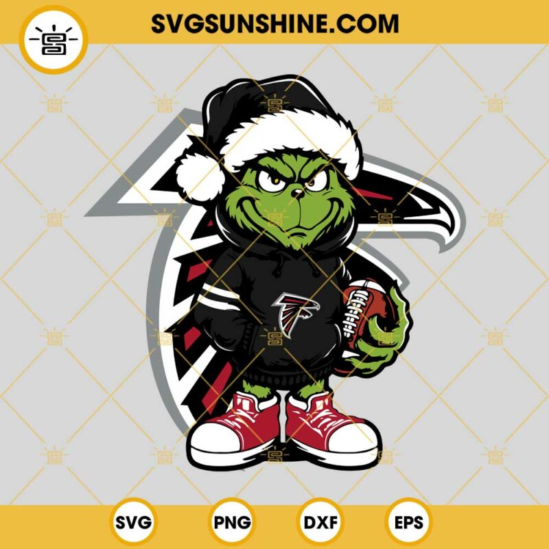 Baby Grinch Atlanta Falcons With Santa Hat SVG PNG EPS DXF Files
