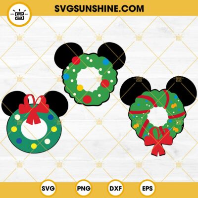 Disney Mouse Ears Christmas Wreaths SVG, Mickey Mouse Ears Christmas ...