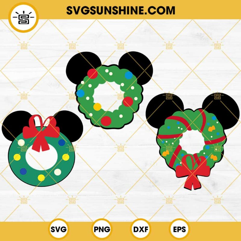 Disney Mouse Ears Christmas Wreaths SVG, Mickey Mouse Ears Christmas ...
