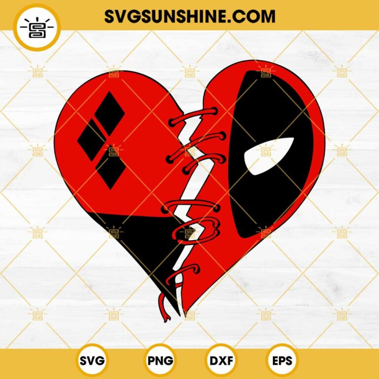 Deadpool And Harley Queen Hearts SVG, Marvel And DC Valentine SVG PNG ...