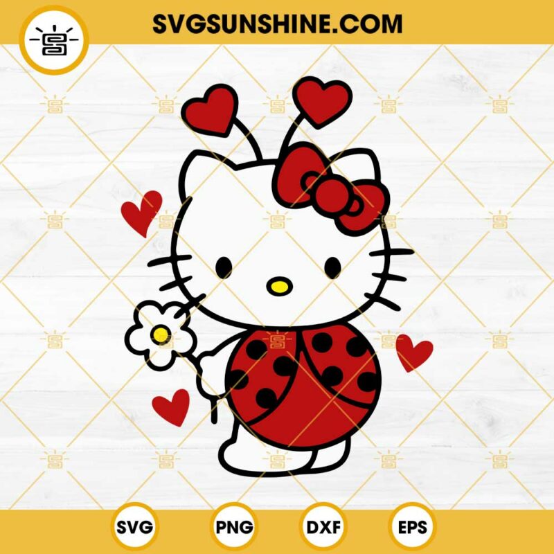 Hello Kitty Love Bug SVG, Hello Kitty Valentine SVG PNG EPS DXF File