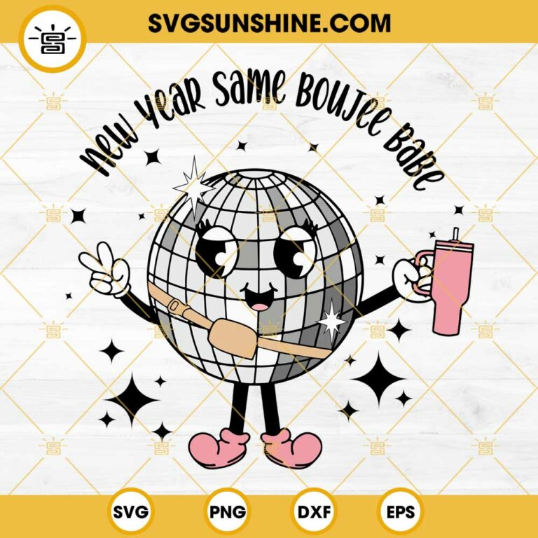Hello 2024 Disco Ball SVG, Happy New Year 2024 SVG PNG EPS DXF File
