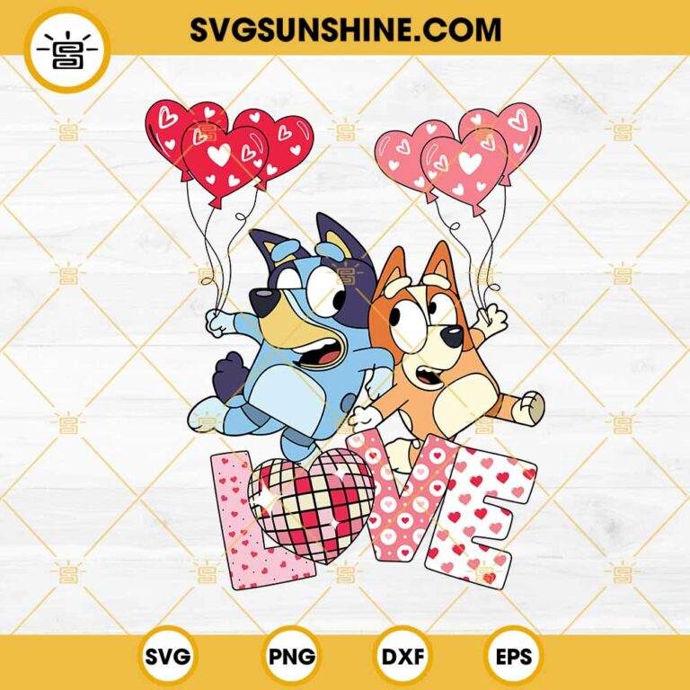 Bluey and Bingo Valentine's Day Svg, Bluey conversation hearts Svg ...