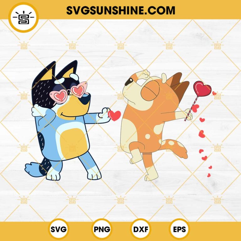Bluey and Bingo SVG, Bluey Valentine SVG, Bluey Conversation Hearts SVG