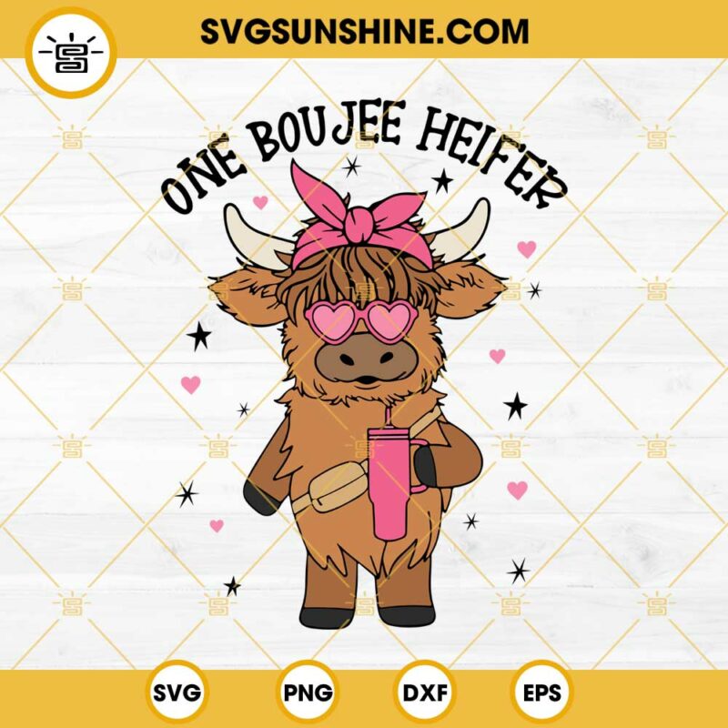One Boujee Heifer Valentine Svg, Highland Cow Valentine Svg, Valentines ...