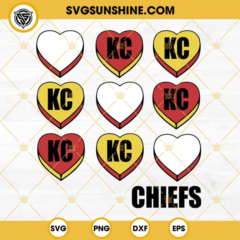 Kc Chiefs Hearts SVG, Kansas City Chiefs Conversation Hearts SVG, Kc ...