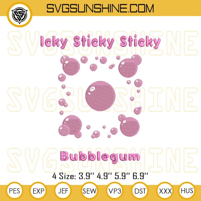 Icky Sticky Bubblegum Embroidery Files