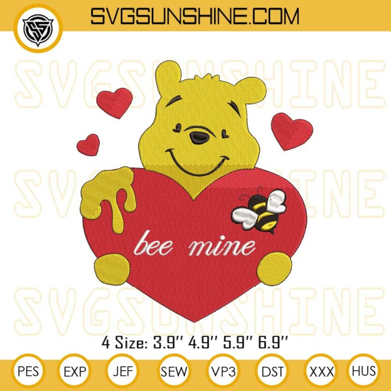 Bee Mine Winnie The Pooh Embroidery Designs, Pooh Bear Valentine ...
