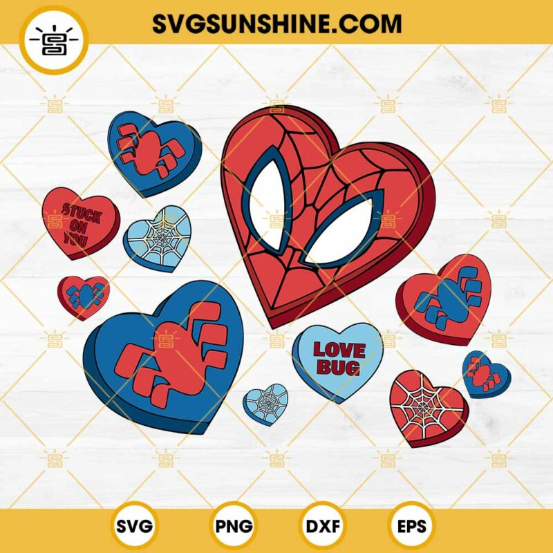 Spider Man Heart Candy Valentine SVG PNG EPS DXF File