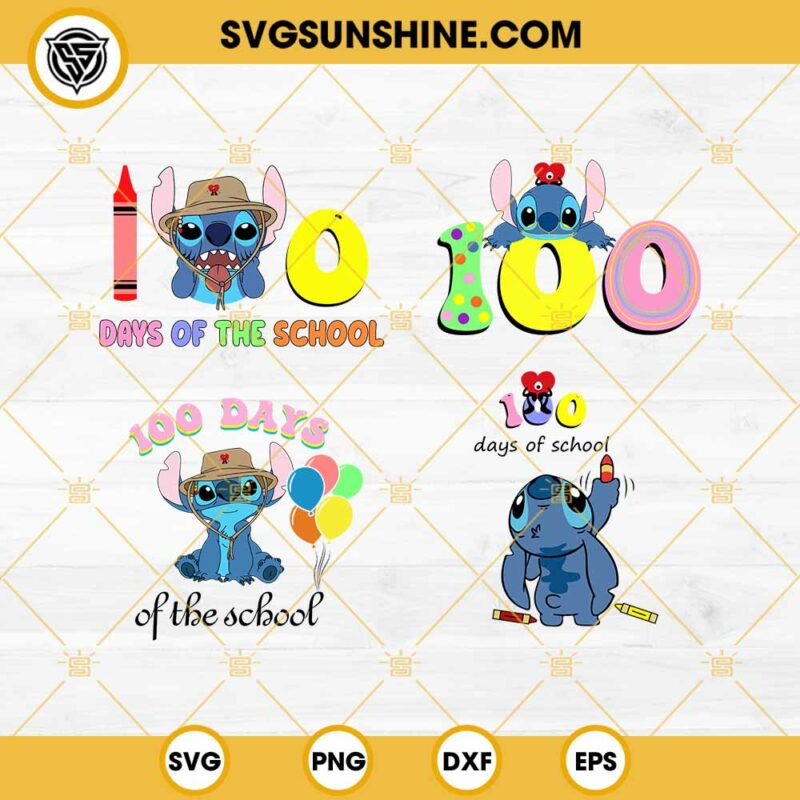 Stitch 100 Days Of School Bundle SVG, Stitch 100th Day Of School SVG ...