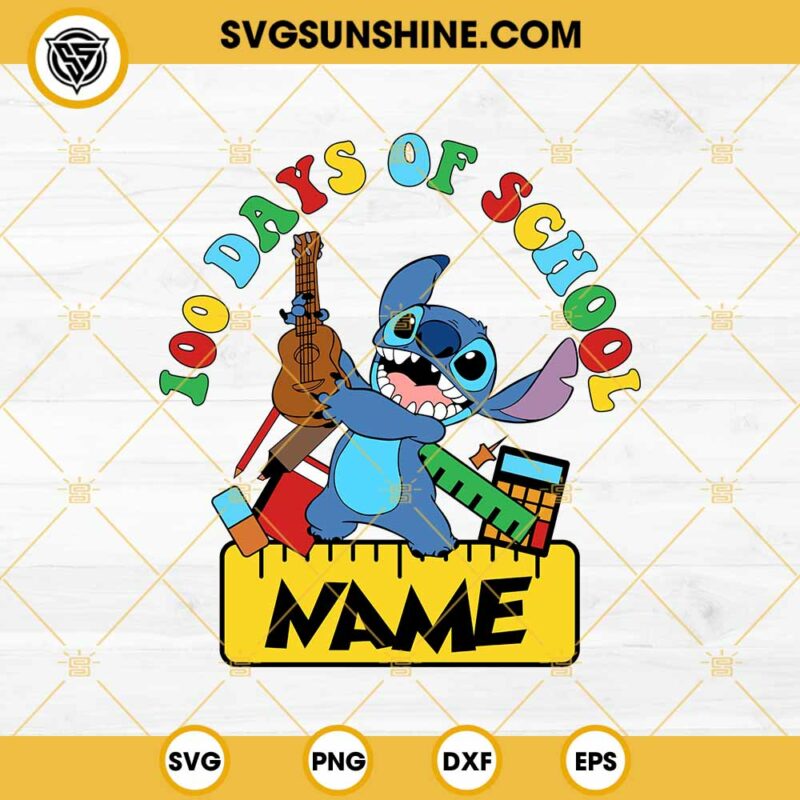 Stitch 100th Day Of School SVG, 100 Days Of School 2024 SVG PNG File