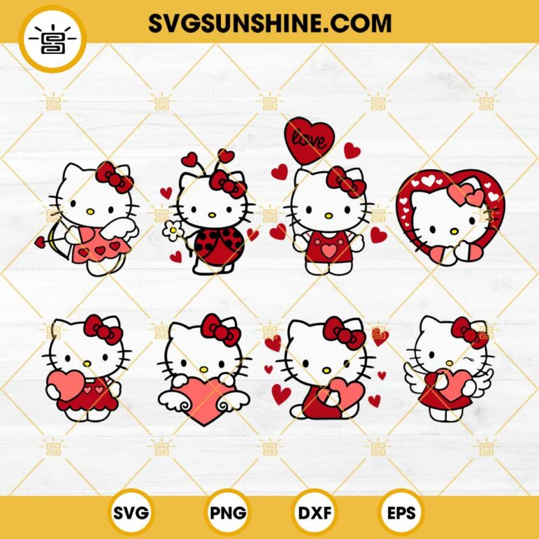 Hello Kitty Valentine Bundle SVG, Hello Kitty Heart SVG, Hello Kitty ...