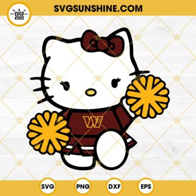 Washington Commanders Hello Kitty Cheerleader SVG PNG DXF EPS Cut Files