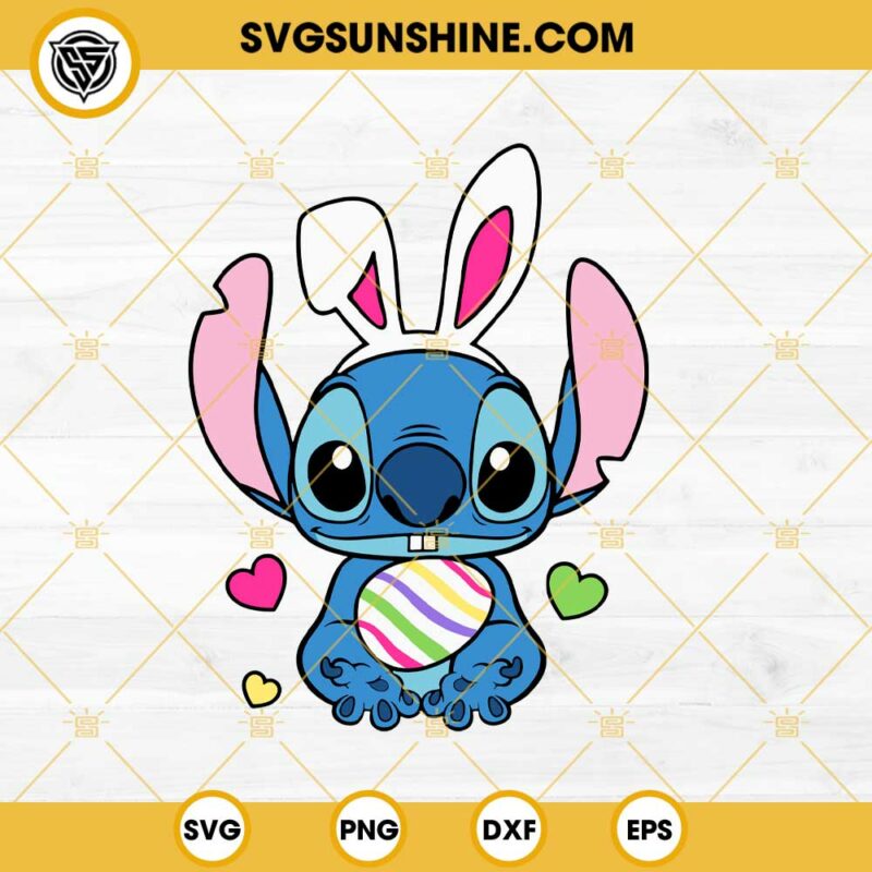 Stitch Angel Easter Bunny SVG, Easter Eggs SVG, Disney Couple Easter ...