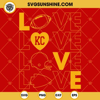 Love KC Football SVG, Kansas City Chiefs SVG PNG EPS DXF File