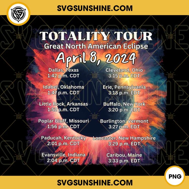 2024 Eclipse Path Tour Map April 8 PNG, 2024 Total Solar Eclipse PNG