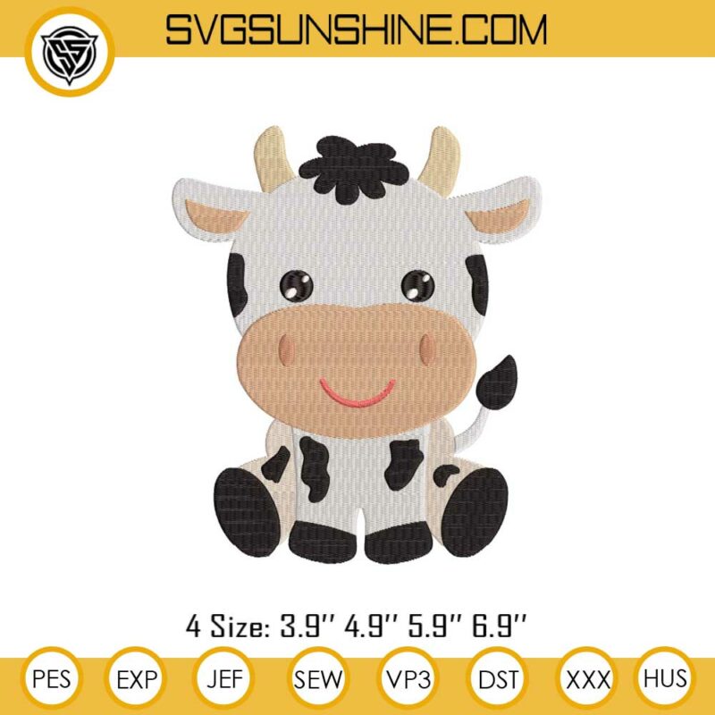 Baby Cow Embroidery Pattern, Cow Embroidery Files