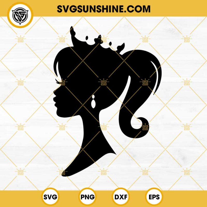 Barbie Silhouette Crown SVG, Barbie Head SVG