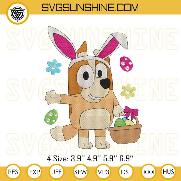 Bluey Bingo Easter Bunny Embroidery Files, Bingo Heeler Happy Easter ...