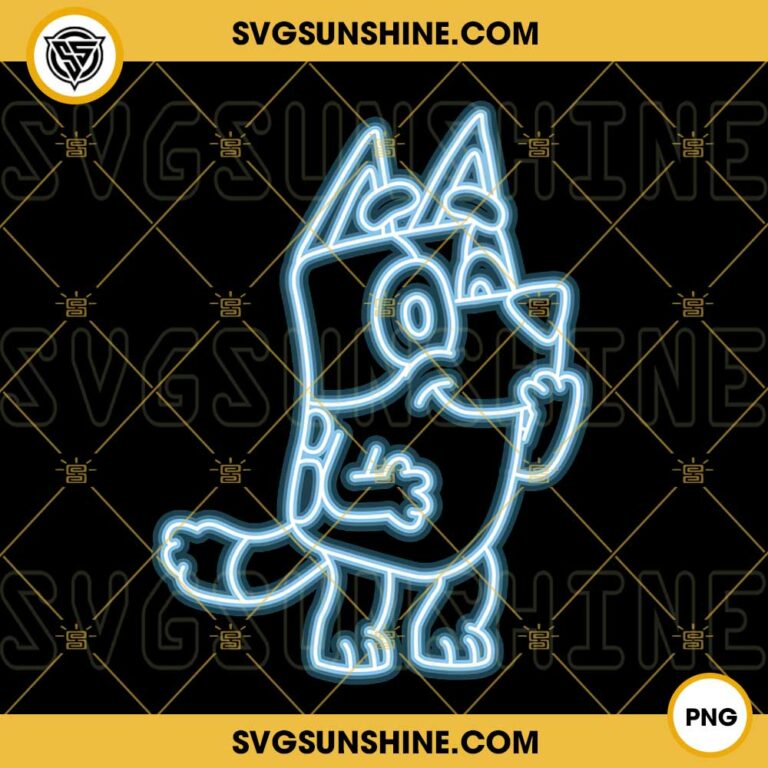 Bluey Neon Light PNG, Bluey PNG