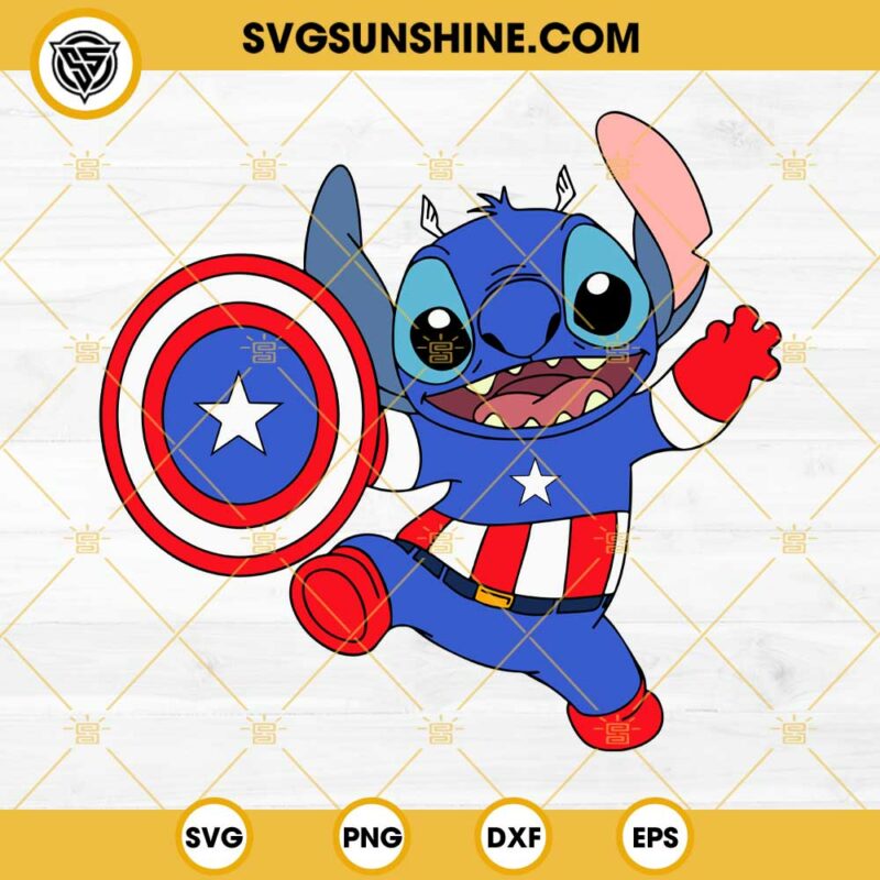 Cute Stitch Captain America SVG, Stitch Superhero Marvel SVG PNG EPS ...