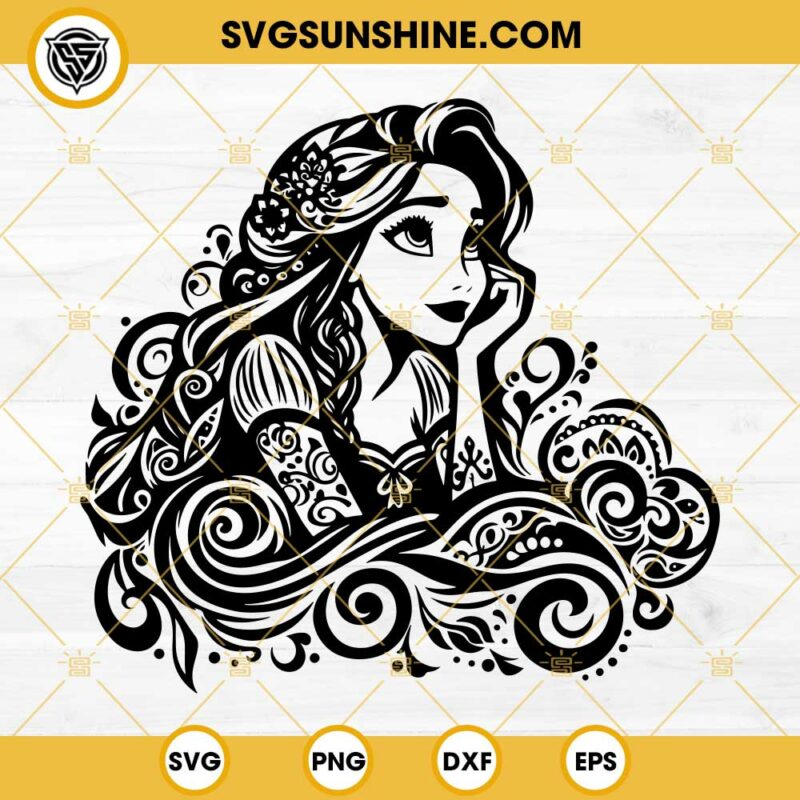 Disney Rapunzel Mandala Zentangle SVG PNG DXF EPS