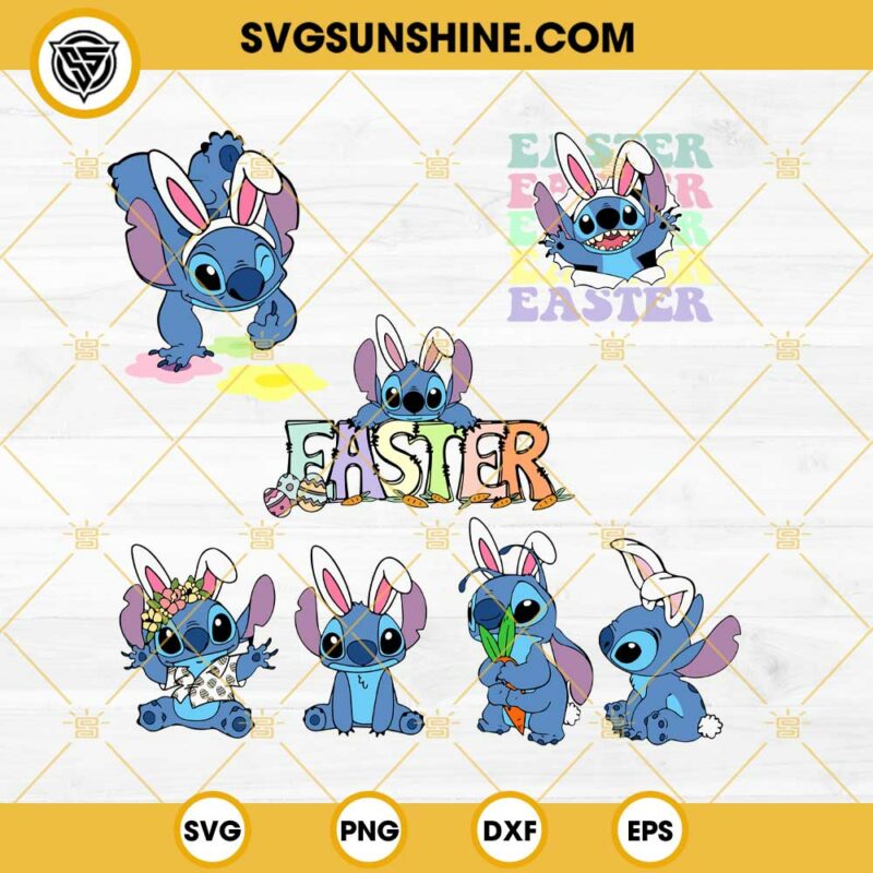 Disney Stitch Easter Bundle SVG, Stitch Easter Bunny SVG, Easter Carrot ...